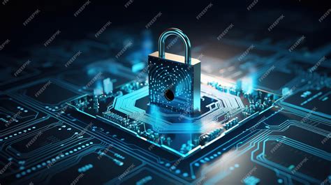 Premium Ai Image Cybersecurity Concept Depicting A Padlock On Top Of A Microchip Board