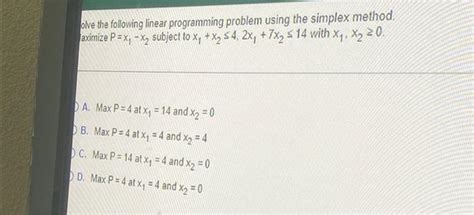 Solved Olve The Following Linear Programming Problem Using