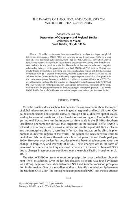 Pdf The Impacts Of Enso Pdo And Local Ssts On Winter Precipitation