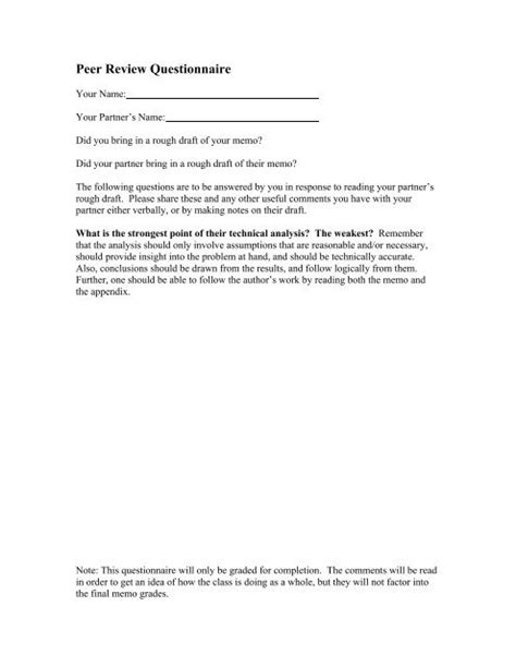 Peer Review Questionnaire