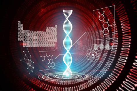 Dna Molecules With Binary Code 3d Render Stock Illustration