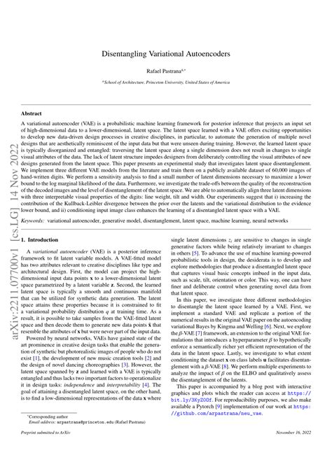 Pdf Disentangling Variational Autoencoders
