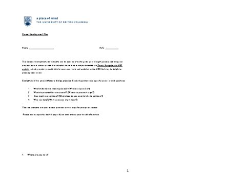 Career Development Plan Word Template Free Download Pdfsimpli