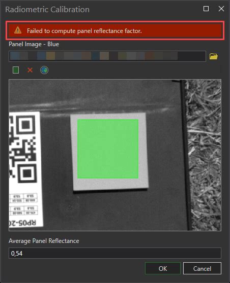 Problem Unable To Calculate The Panel Reflectance Factor For Radiometric Calibration In A