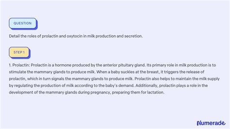 ⏩solveddetail The Roles Of Prolactin And Oxytocin In Milk Numerade