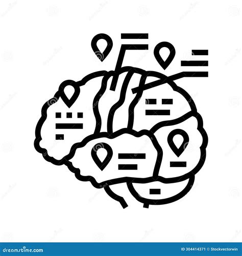 Brain Mapping Neuroscience Neurology Line Icon Vector Illustration Stock Illustration