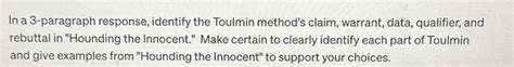 In A 3 Paragraph Response Identify The Toulmin