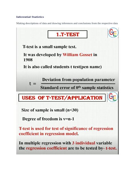 Inferential Statistics Pdf Regression Analysis Statistics