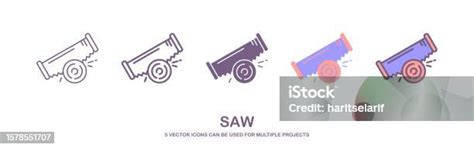 현실적인 쇠톱 아이콘의 벡터 집합입니다 정원용 톱 톱 그림 금속 목재 및 폭기 콘크리트 벡터 그림 Diy에 대한 스톡 벡터 아트 및 기타 이미지 Istock