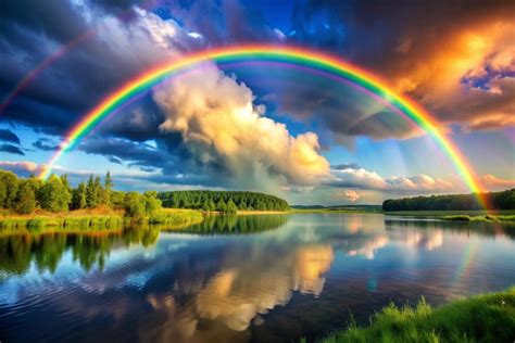 Beautiful Rainbow Scenery In Nature Enjoy Colorful Rainbow Scenery In