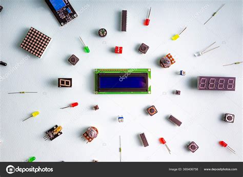 Micro Electronics Arduino Diy Components Light Background Top View Copy
