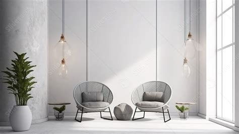 무료 흰색 벽면 안락 의자와 현대적인 디자인 영감을 위한 모형을 갖춘 세련된 실내 공간의 3d 시각화 Ppt 배경 Slidesdocs