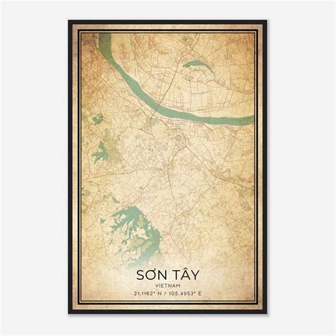 Vintage Son Tay Vietnam Map Poster Son Tay City Road Wall Art Print Custom Maps And Posters