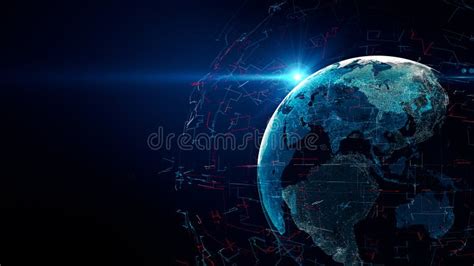 Lines Connection Around Earth Globe Futuristic Technology Abstract Background Stock