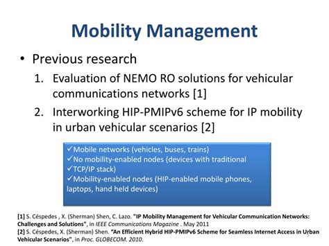 Ppt Mobility Management Privacy And Other Issues In Vehicular