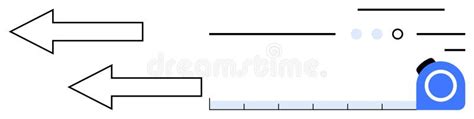 Measuring Tape And Arrows Indicating Direction With Dotted Lines And Circles Stock Illustration