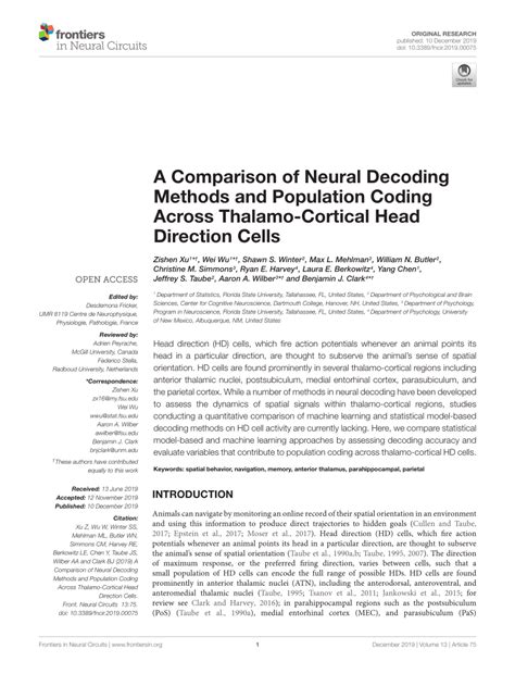 Pdf A Comparison Of Neural Decoding Methods And Population Coding