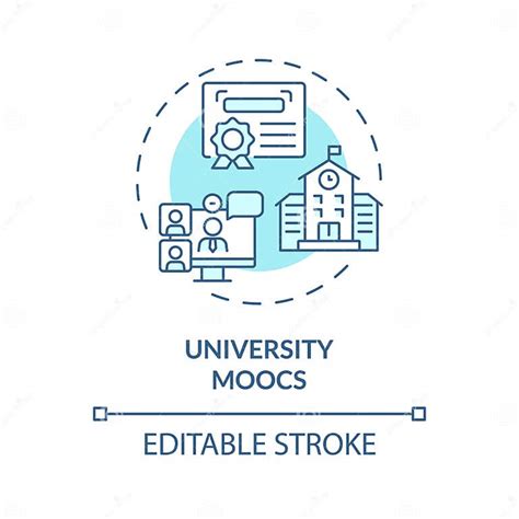 2d Blue Thin Linear Icon University Moocs Concept Stock Vector Illustration Of Internet Blue