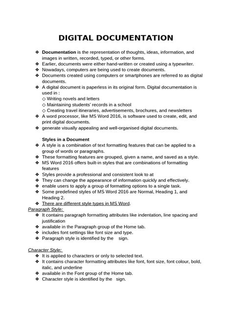 Digital Documentation Pdf Microsoft Word Page Layout