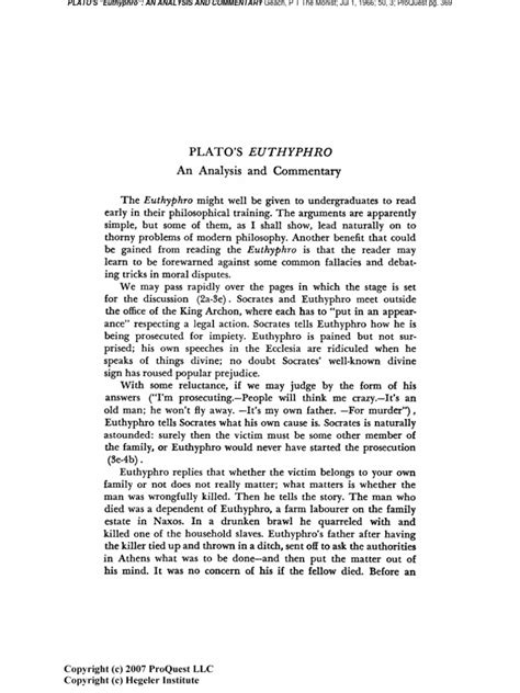 Geach 1966 Platos Euthyphro An Analysis And Commentary Pdf Plato