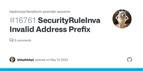 Securityruleinvalidaddressprefix Invalid Address Prefix · Issue 16761