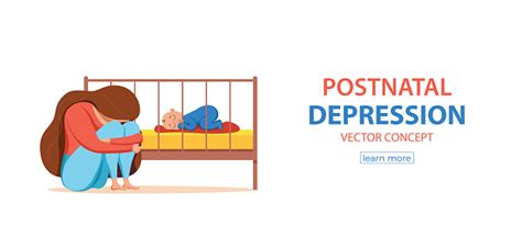 산후 우울증 은 평평한 스타일로 자고 있는 신생아 근처의 슬픈 피곤한 여성의 그림입니다 가족에 대한 스톡 벡터 아트 및 기타 이미지 가족 감정 건강관리와 의술