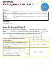 Guided Notes B Factoring Polynomials Part Pdf Guided Notes Factoring Polynomials Part