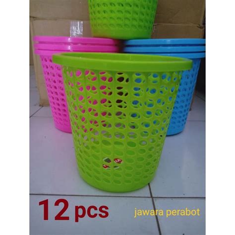 jual tempatsampah keranjang plastik warna ori 12pcs lusinan shopee indonesia