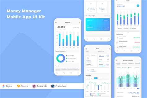 Money Manager Mobile App Ui Kit Graphic By Betush · Creative Fabrica
