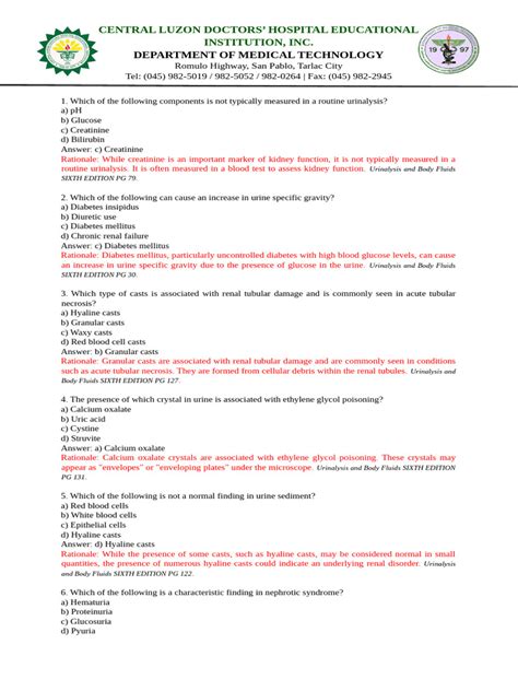 Review Questions Clinical Micros Pdf Cerebrospinal Fluid Microscope