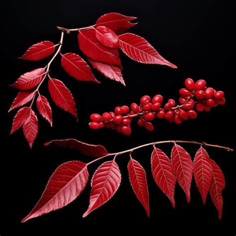 Premium Photo Isolated Of Desert Sumac Tree Pinnate Leaves Branching Red Berries Log