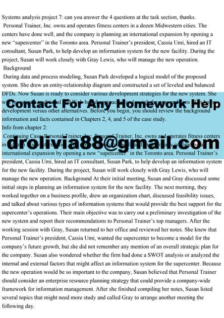 Systems Analysis Project 7 Can You Answer The 4 Questions At The Ta Pdf