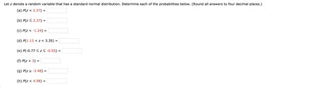 solved let z denote a random variable that has a standard