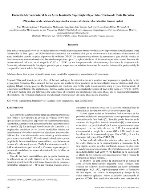 Pdf Microstructural Evolution Of A Superduplex Stainless Steel Under Short Duration Thermal Cycles