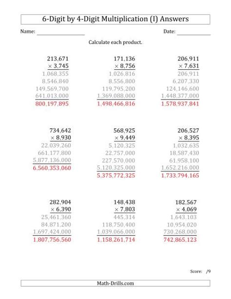 Multiplying 6 Digit By 4 Digit Numbers With Comma Separated Thousands I