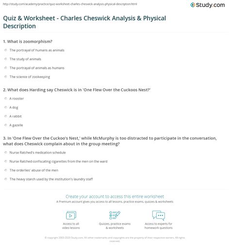Quiz And Worksheet Charles Cheswick Analysis And Physical Description