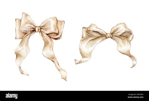 Watercolor Golden Bow Birthday Party Hand Drawing Sketch Of Design On