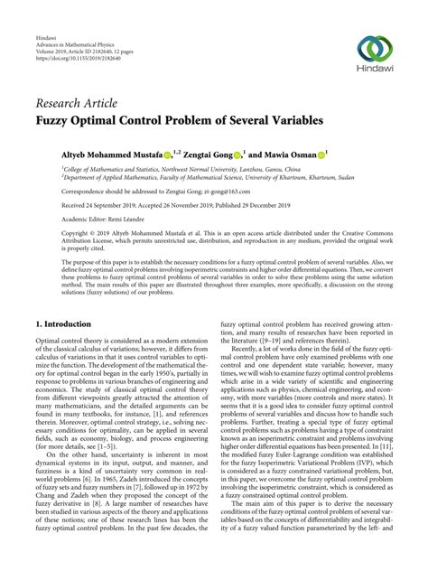 Pdf Fuzzy Optimal Control Problem Of Several Variables
