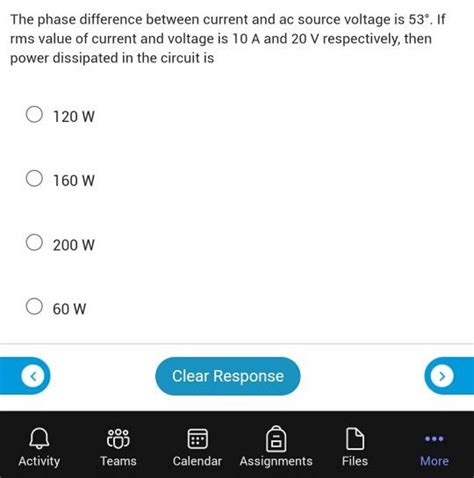 The Phase Difference Between Current And Ac Source Voltage Is If Rms