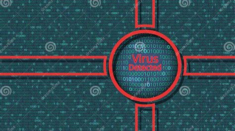 Virus Detected Alert Message Scanning Computer Virus Inside Binary Code Stock Vector