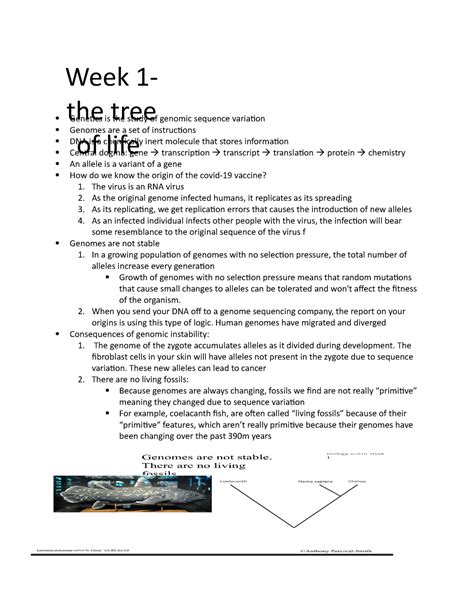 Genetics Week Lecture Notes Genetics Is The Study Of Genomic Sequence Variation Genomes
