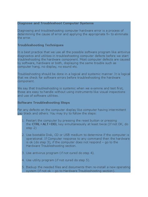 diagnose and troubleshoot computer systems pdf troubleshooting