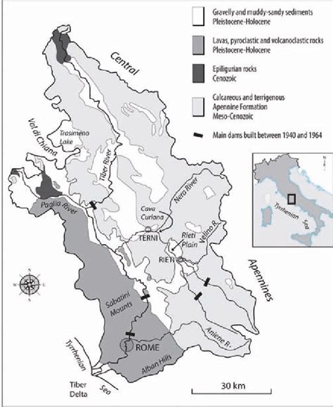 Location And Lithological Features Of The Tiber River Basin Download