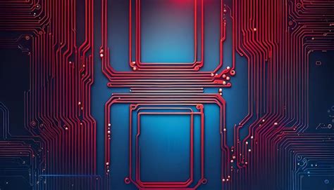 Circuits Blue And Red Gradient Digital Background Premium Ai Generated Image