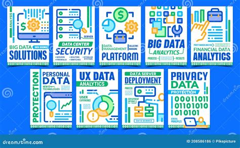 Data Scientist Creative Promo Posters Set Vector Stock Vector