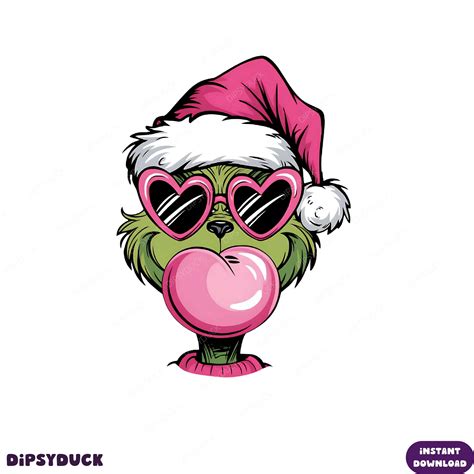 Pink Grinch Christmas Blowing Bubble Png Funny Christmas Png Blowing