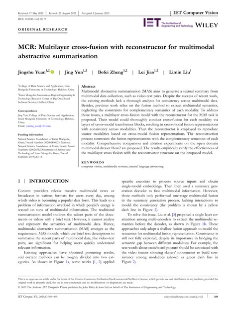 Pdf Mcr Multilayer Cross‐fusion With Reconstructor For Multimodal