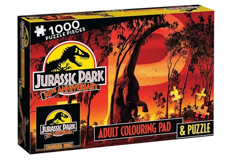Jurassic Park 30th Anniversary Adult Colouring Pad And Puzzle