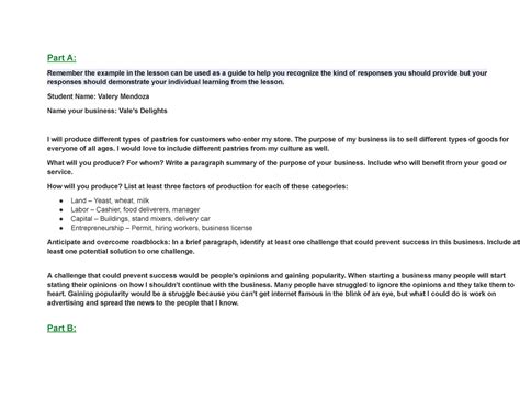 Economics 2 02 Assignment Part A Remember The Example In The Lesson Can Be Used As A Guide To