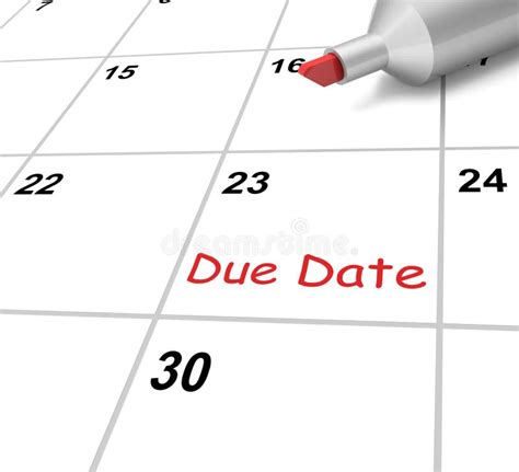 Due Date Calendar Means Submission Time Frame Stock Illustration